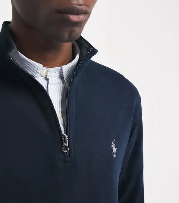 Polo Ralph Lauren Cotton-blend Quarter-zip Sweater - Navy