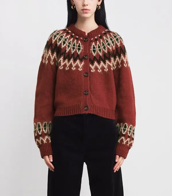 DÔEN Wool-blend Clarke Cardigan - Burgundy