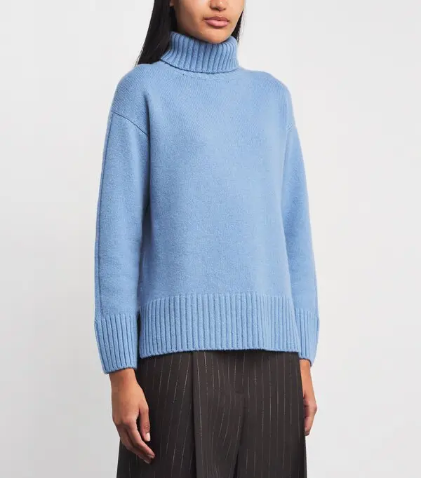 Harrods Cashmere Rollneck Sweater - Blue