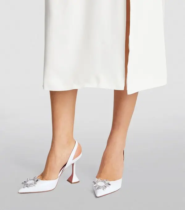 Amina Muaddi Leather Begum Slingback Pumps - White