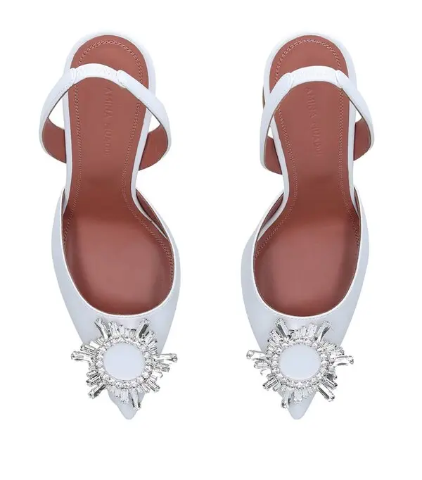 Amina Muaddi Leather Begum Slingback Pumps - White