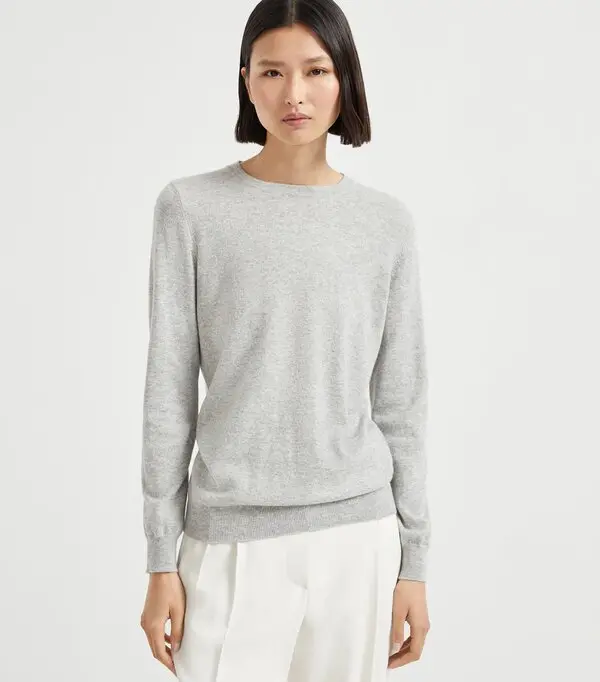 Brunello Cucinelli Cashmere Monili-trimmed Sweater - Grey
