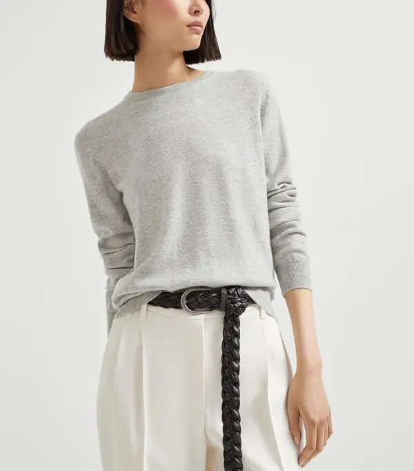 Brunello Cucinelli Cashmere Monili-trimmed Sweater - Grey