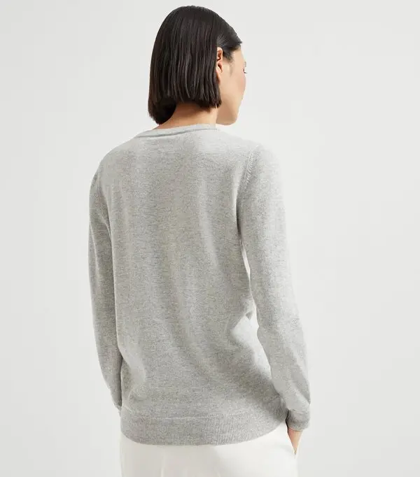Brunello Cucinelli Cashmere Monili-trimmed Sweater - Grey
