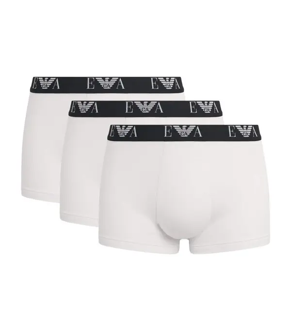 Emporio Armani Stretch-cotton Logo Trunks - White