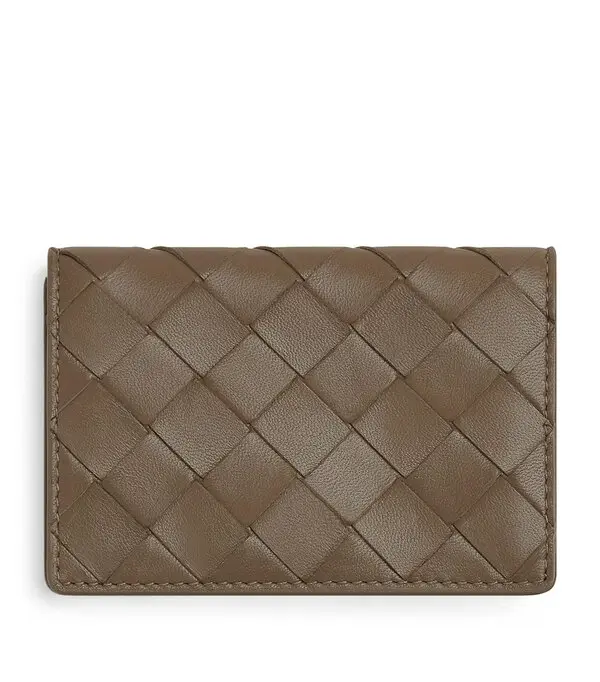 Bottega Veneta Leather Intrecciato Card Holder - Brown