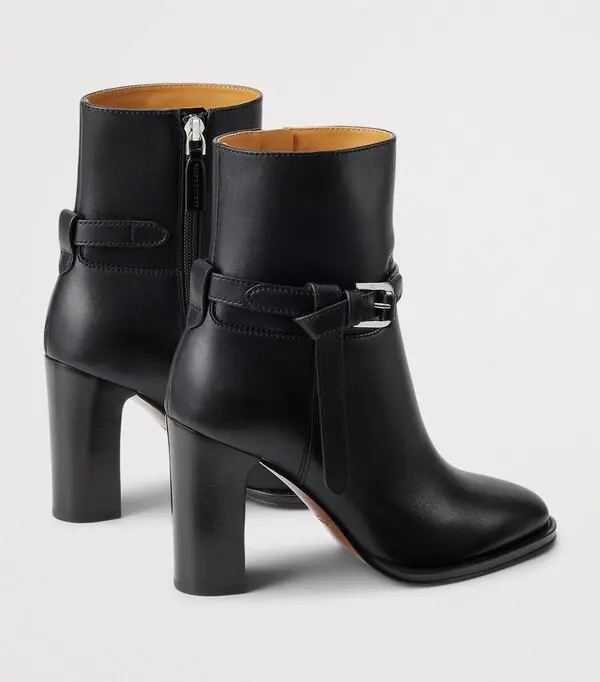 Ralph Lauren Leather Donnely Ankle Boots - Black