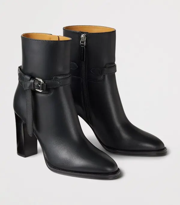 Ralph Lauren Leather Donnely Ankle Boots - Black
