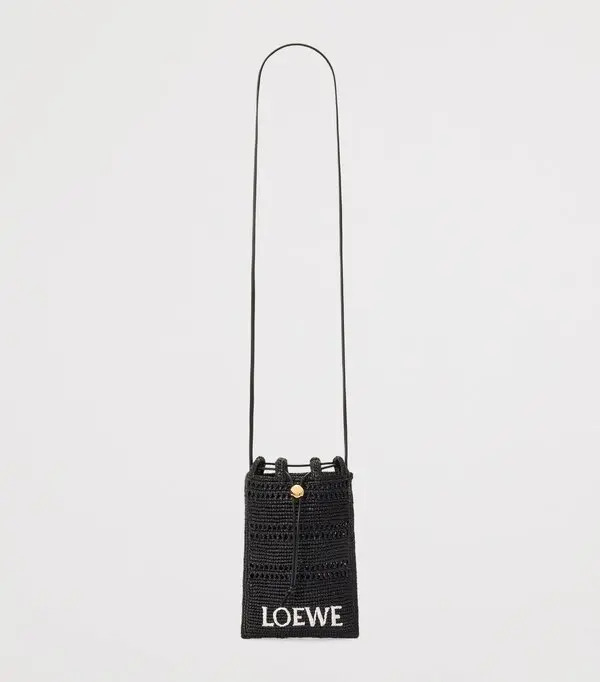 Loewe X Paula's Ibiza Raffia Drawstring Pocket Bag - Black