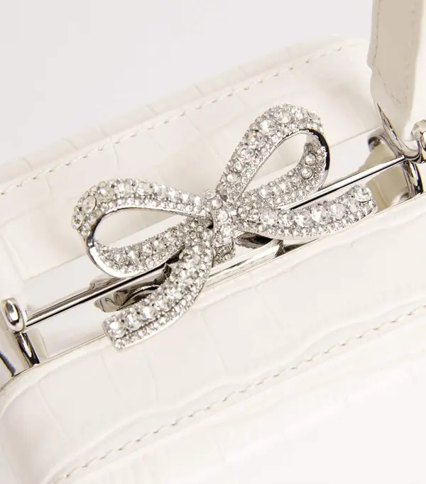 SELF-PORTRAIT Mini Croc-embossed Top-handle Bag - Ivory