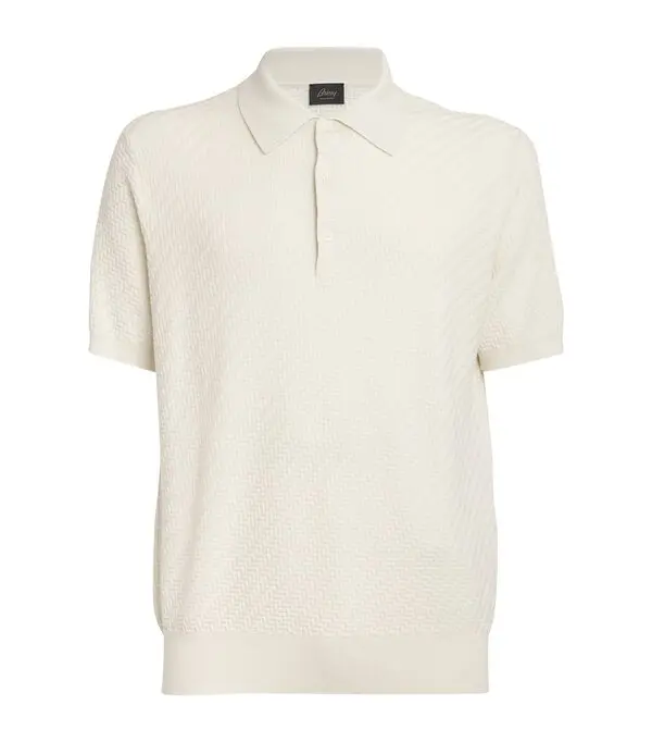 Brioni Cotton-silk-cashmere Polo Shirt - Grey