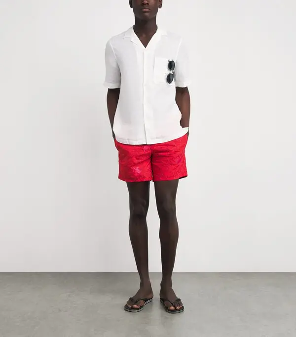 Vilebrequin Embroidered Turtle Mistral Swim Shorts - Red