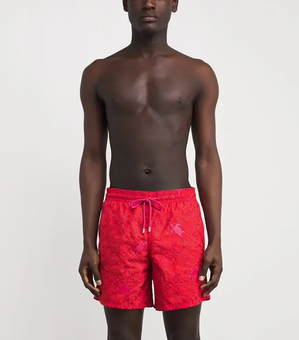 Vilebrequin Embroidered Turtle Mistral Swim Shorts - Red