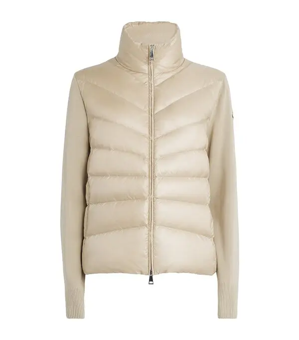 Moncler Down And Wool-trim Panelled Cardigan