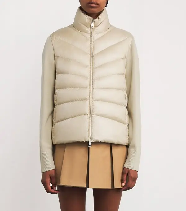 Moncler Down And Wool-trim Panelled Cardigan