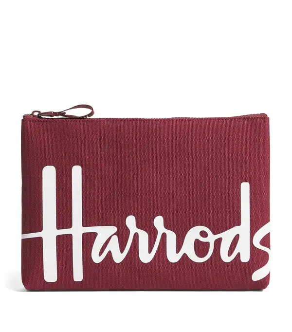 Harrods Cotton Logo Pouch - Burgundy