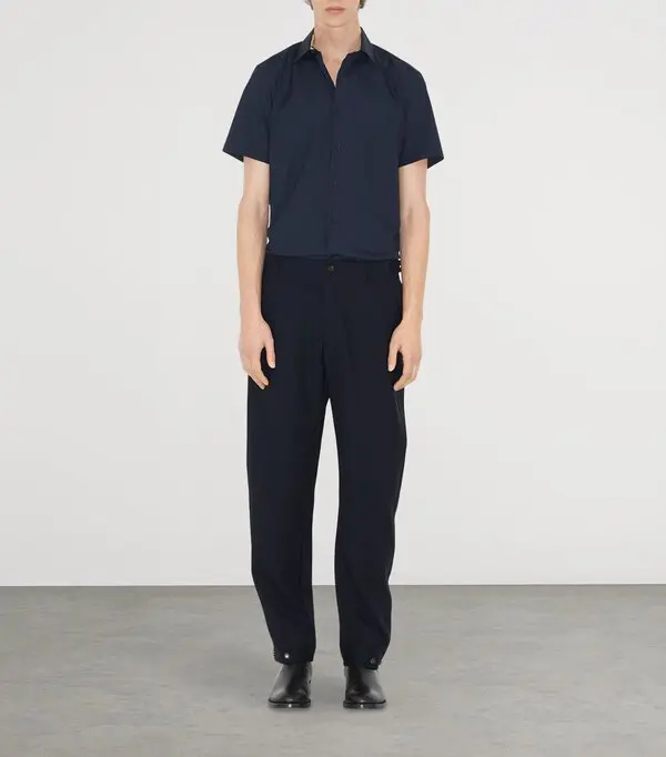 Burberry Stretch-cotton Short-sleeve Shirt - Navy