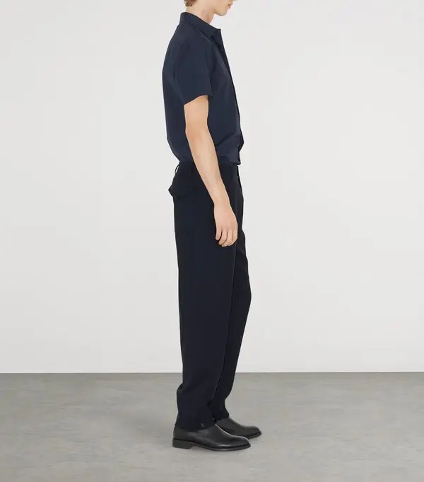 Burberry Stretch-cotton Short-sleeve Shirt - Navy
