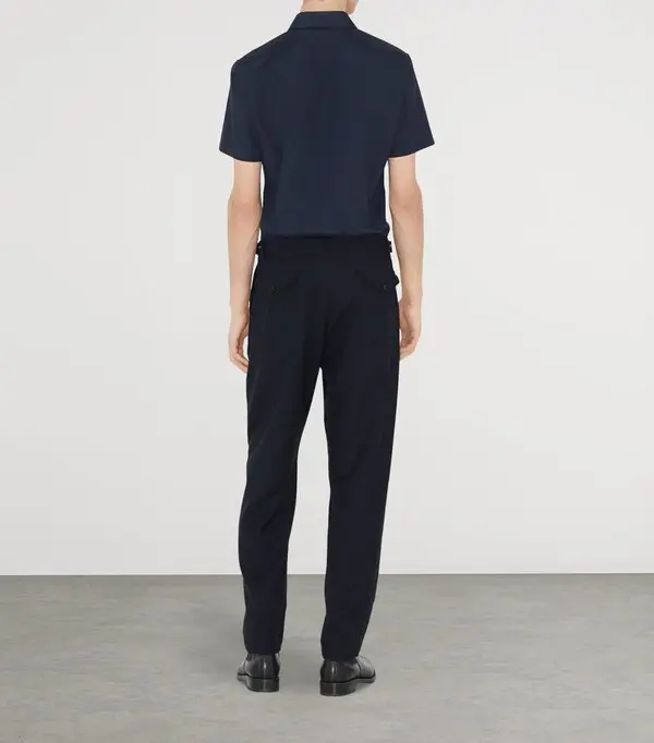 Burberry Stretch-cotton Short-sleeve Shirt - Navy
