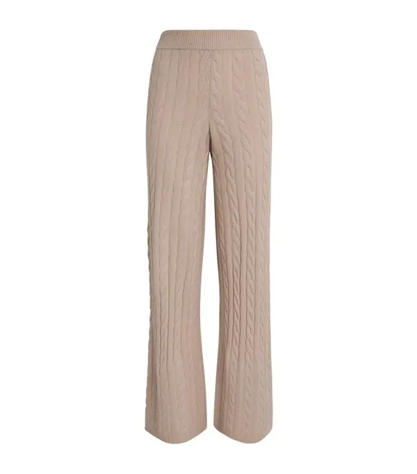 Soft Goat Cashmere Cable-knit Sweatpants - Ivory