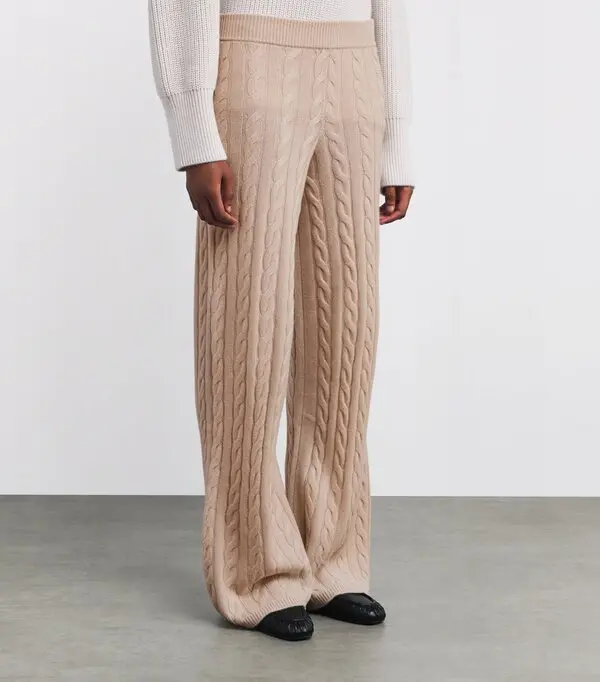 Soft Goat Cashmere Cable-knit Sweatpants - Ivory