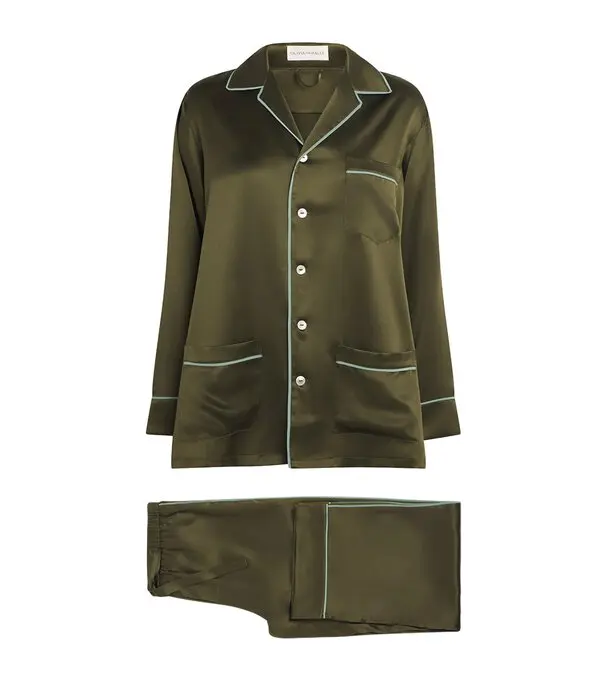 Olivia Von Halle Silk Yves Pyjama Set - Green