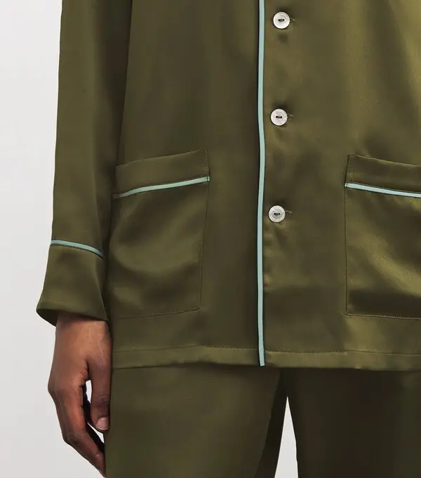 Olivia Von Halle Silk Yves Pyjama Set - Green