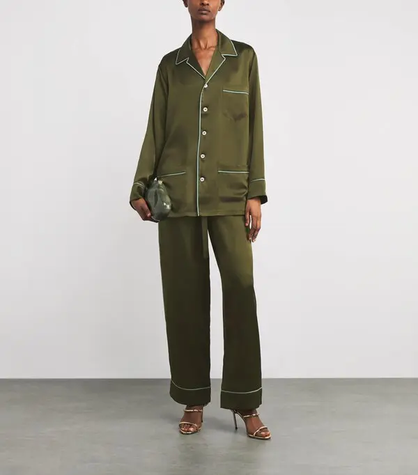 Olivia Von Halle Silk Yves Pyjama Set - Green