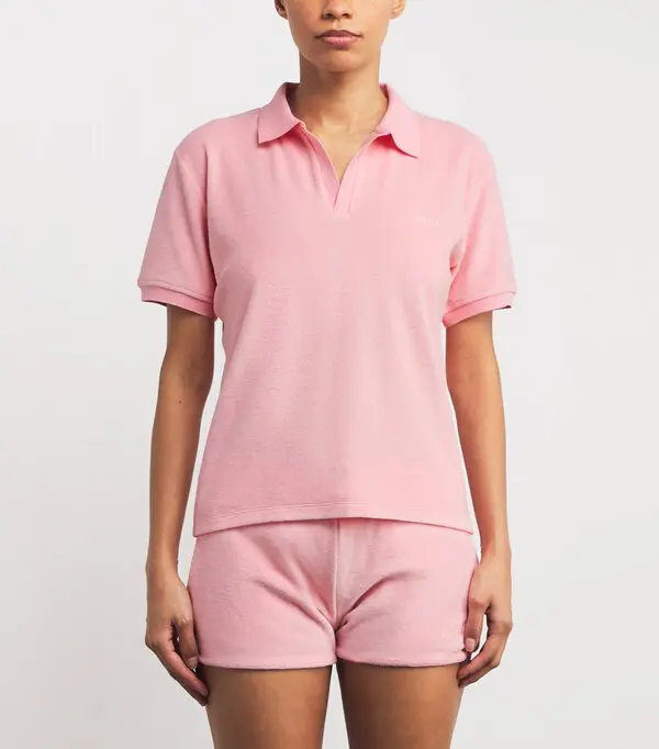 Hunza G Cotton Terry Towelling Polo Shirt - Pink