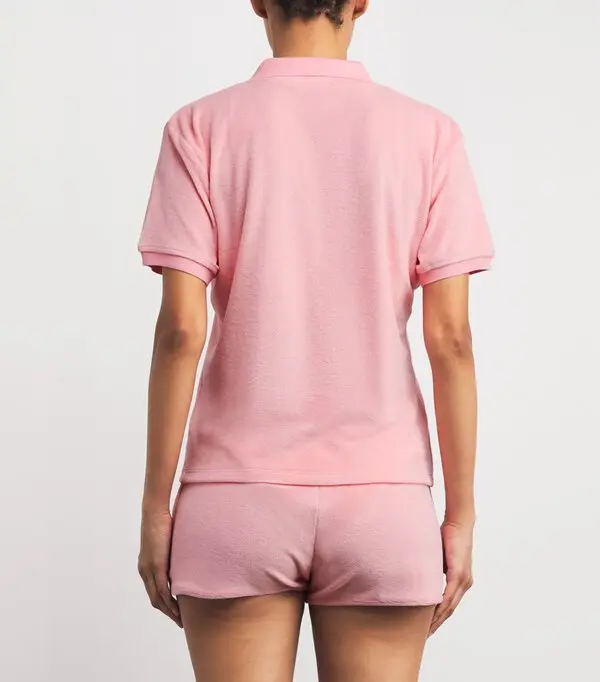 Hunza G Cotton Terry Towelling Polo Shirt - Pink