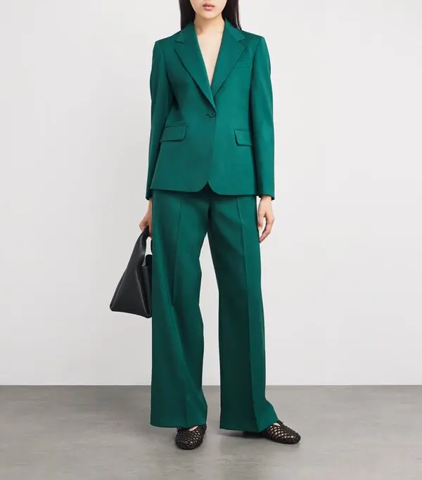 Max Mara Virgin Wool Single-breasted Blazer - Green