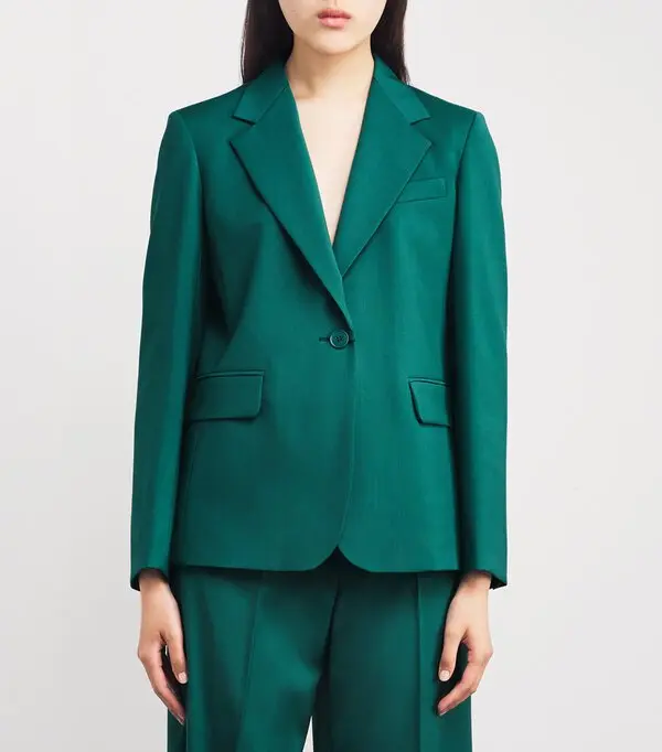 Max Mara Virgin Wool Single-breasted Blazer - Green