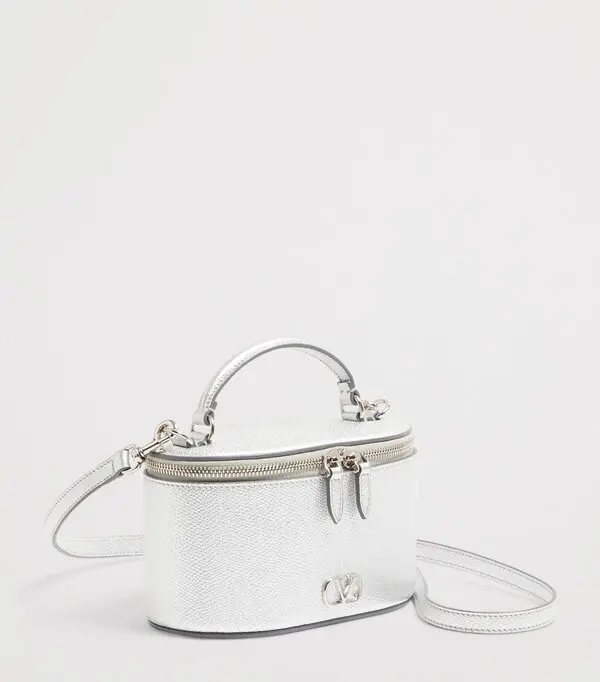 Valentino Garavani Mini Leather Vanity Case Top-handle Bag - Metallic