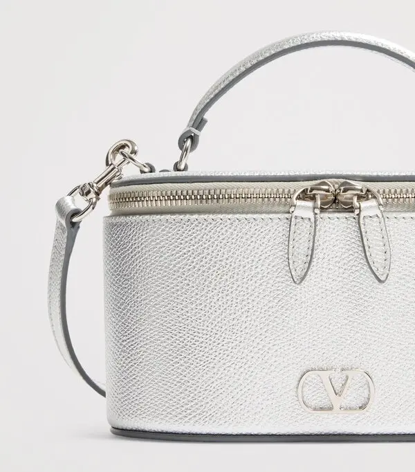 Valentino Garavani Mini Leather Vanity Case Top-handle Bag - Metallic