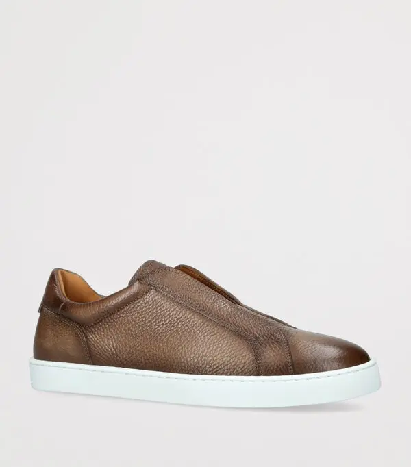 Magnanni Leather Slip-on Sneakers - Beige