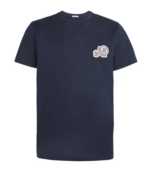 Moncler Cotton Double Logo T-shirt - Blue