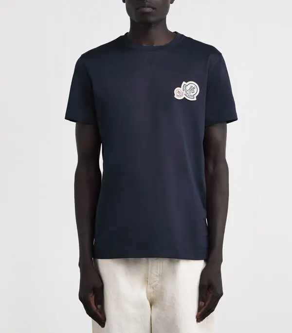 Moncler Cotton Double Logo T-shirt - Blue