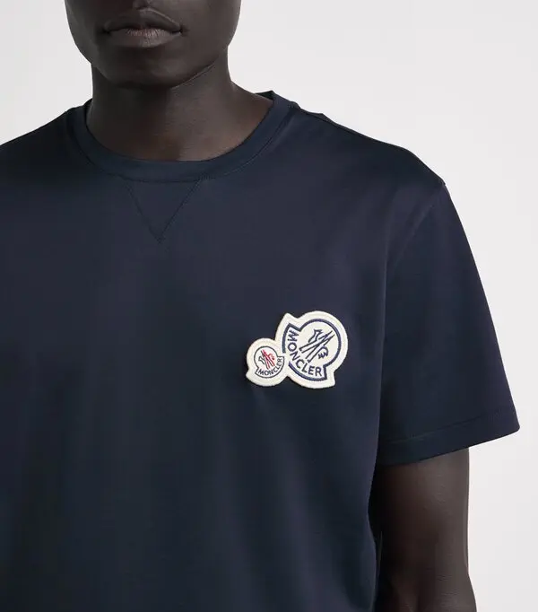 Moncler Cotton Double Logo T-shirt - Blue