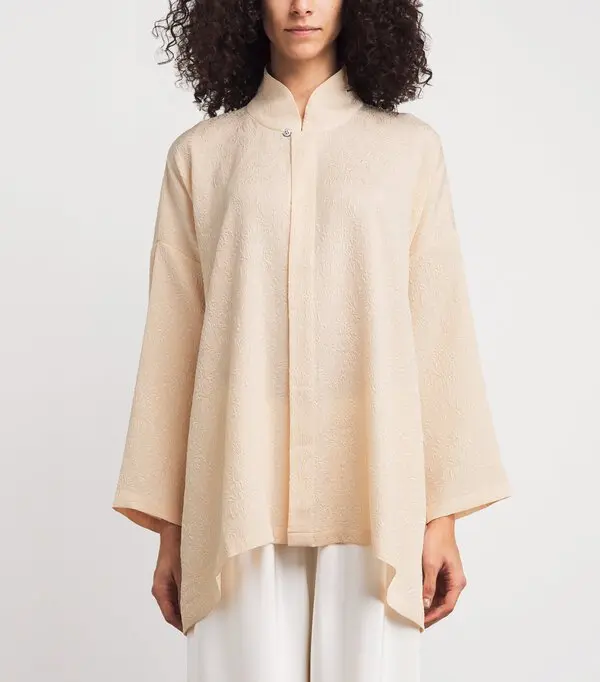 Eskandar Silk Stand-collar Shirt - Pink
