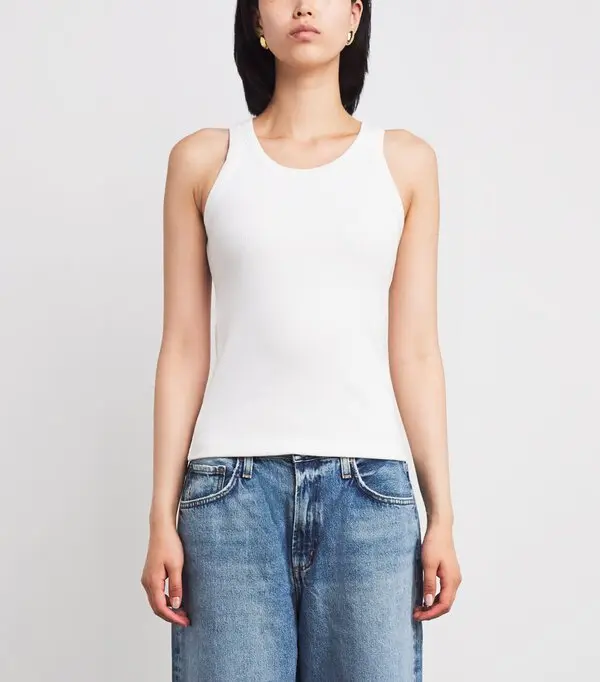 Vince Ribbed Tank Top - White