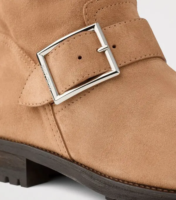 JIMMY CHOO Biker Mid Suede Boots - Beige