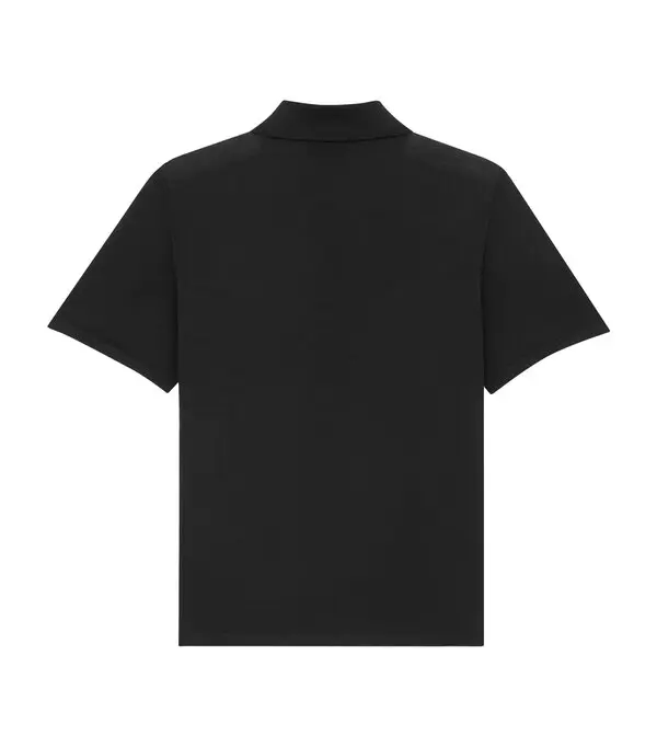 Saint Laurent Wool Cassandre Polo Shirt - Black