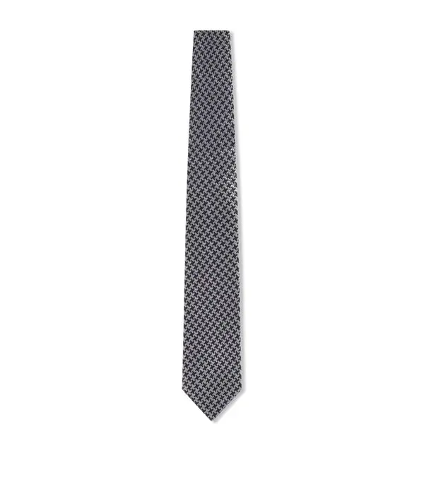 TOM FORD Silk Pied De Poule Neck Tie - Grey