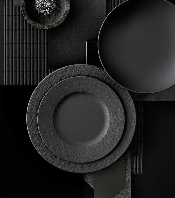 VILLEROY & BOCH Porcelain Manufacture Rock Plate Set - Black