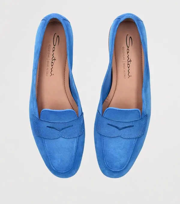 Santoni Suede Carla Loafers - Blue