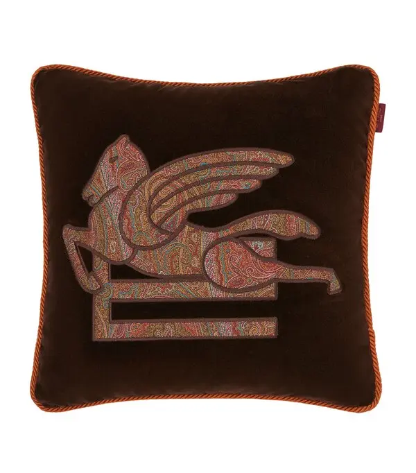 Etro Cotton Embroidered Somerset Cushion - Brown