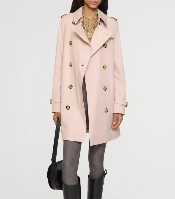 Burberry The Kensington Tropical Gabardine Trench Coat - Pink