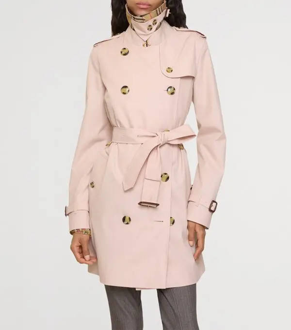 Burberry The Kensington Tropical Gabardine Trench Coat - Pink