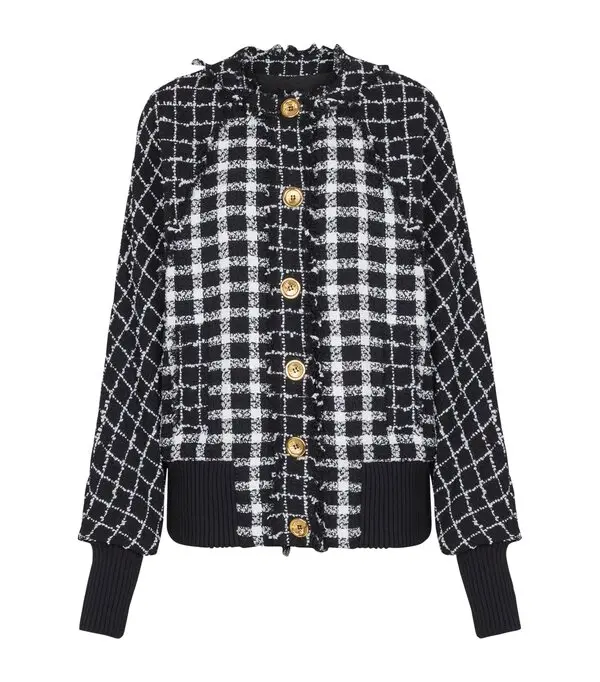 Balmain Tweed Bomber Jacket - Black