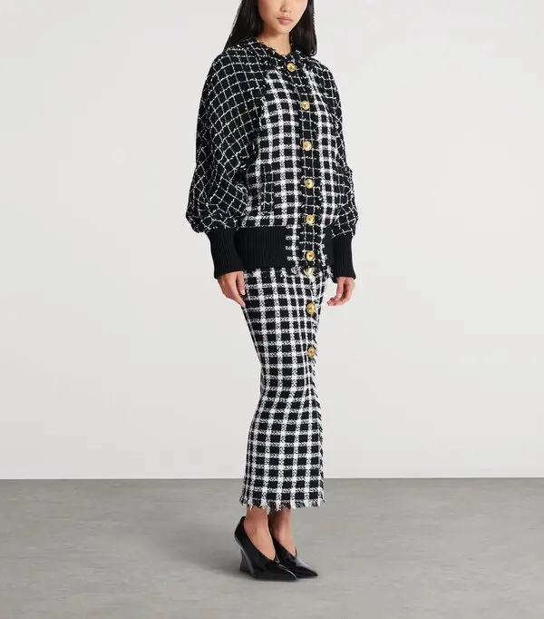 Balmain Tweed Bomber Jacket - Black